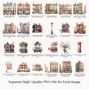 Vintage Georgian London Houses Watercolor Clipart Retro Building PNG ...