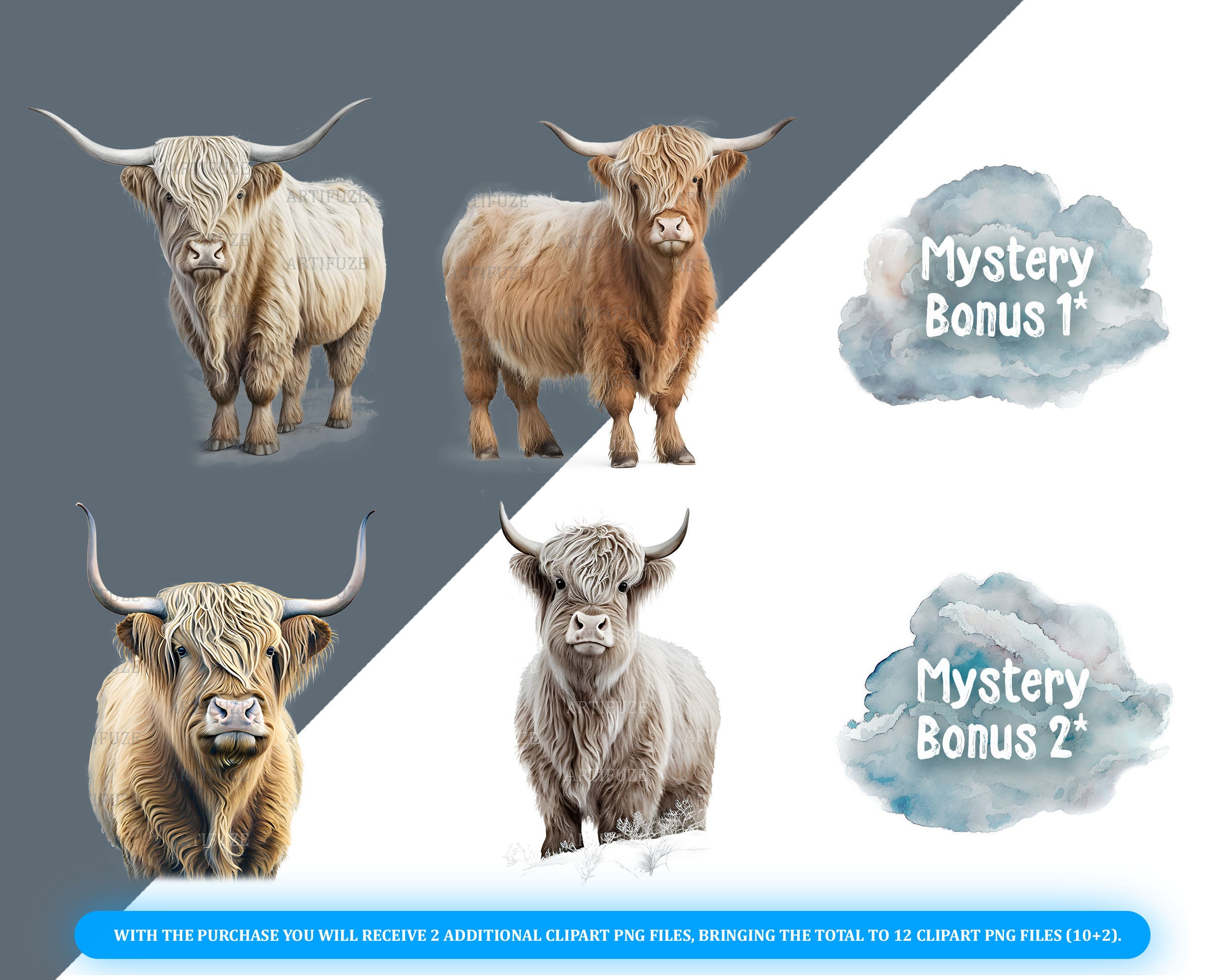Highland Cow Clipart Bundle PNG 10 High Quality Pngs. - Etsy