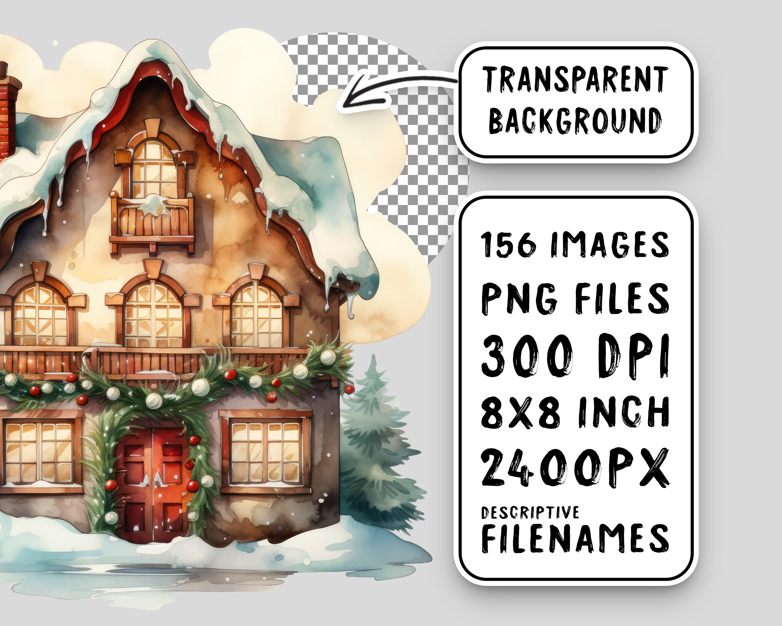 Advent Calendar Watercolor Clipart Bundle 156 PNG Transparent Images ...