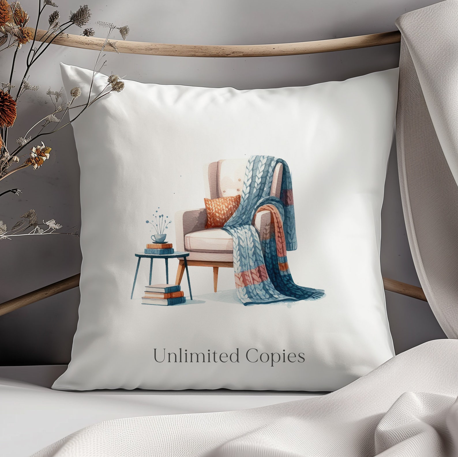 Cozy Reading Corner Clipart Bundle - Watercolor Night Reading ...