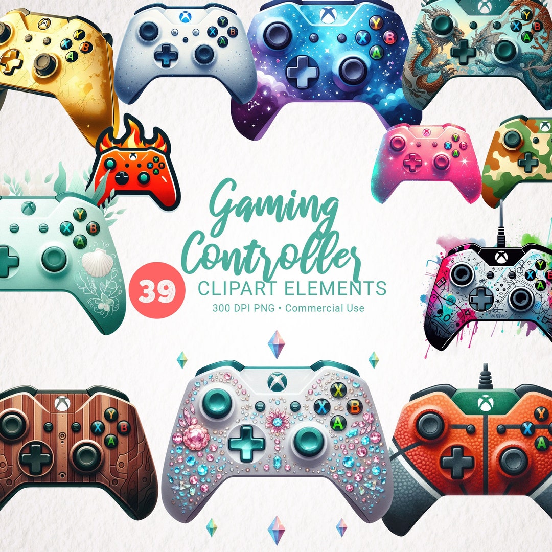 Gaming Controller Watercolor Clipart Bundle - 39 HD Pngs - Transparent ...