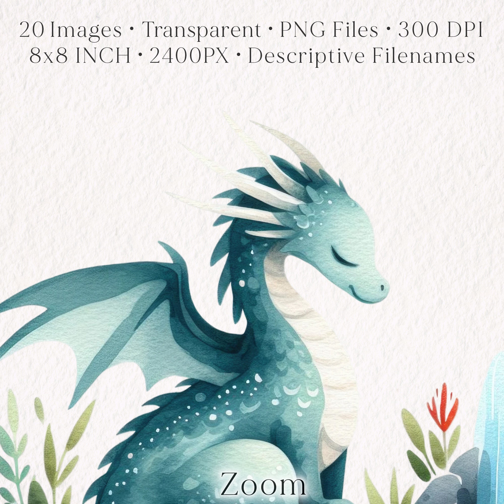 Watercolor Dragons Clipart Cute Dragon PNG for Nursery Decor & Baby ...