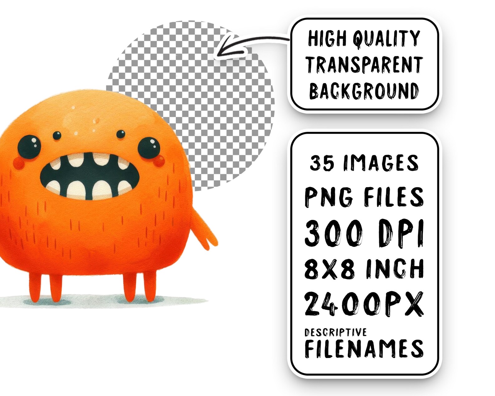 Cute Monsters Watercolor Clipart Bundle - 35 PNG Transparent Images ...