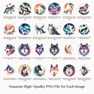 Cosmic Wolves Watercolor Clipart Bundle - Celestial Animal, Mystical ...