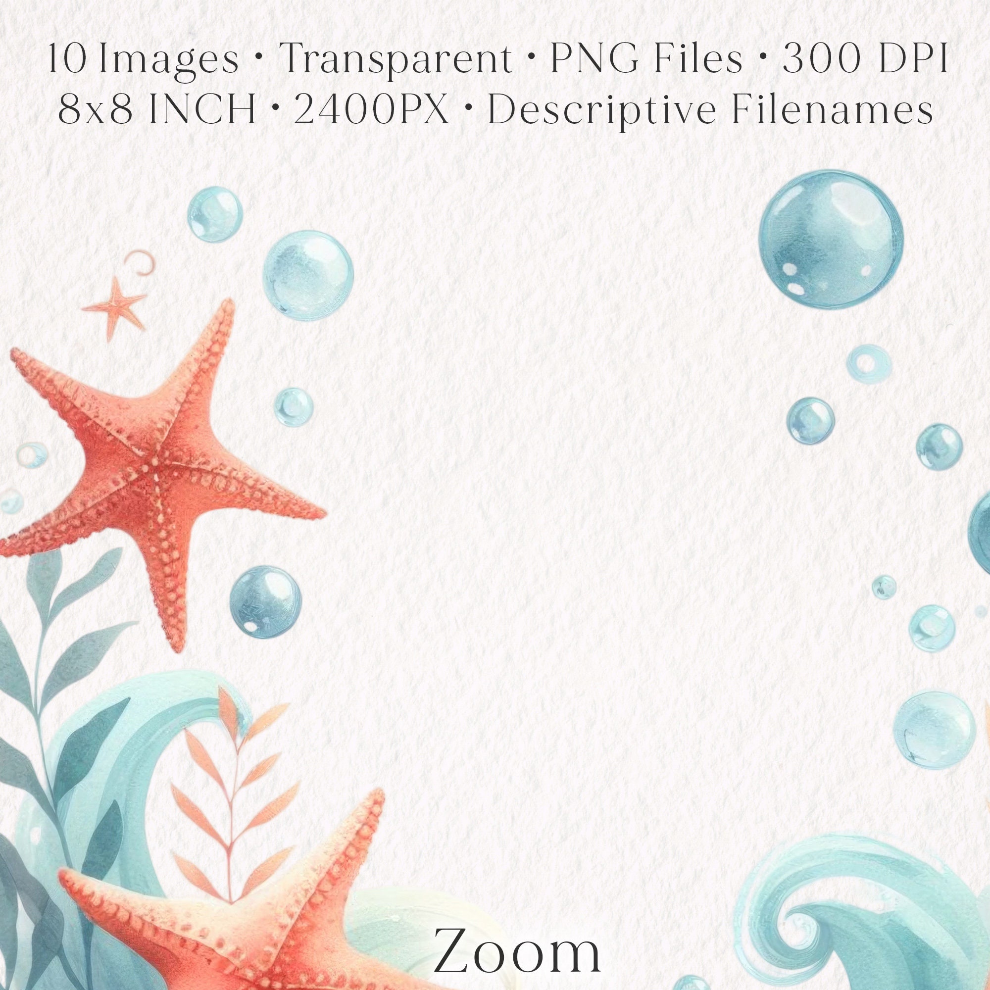 Nautical Watercolor Seashells Frames, Underwater Border PNG, Digital ...