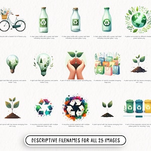 Earth Day Watercolor Clipart Bundle - 25 Eco-friendly PNG Images for ...