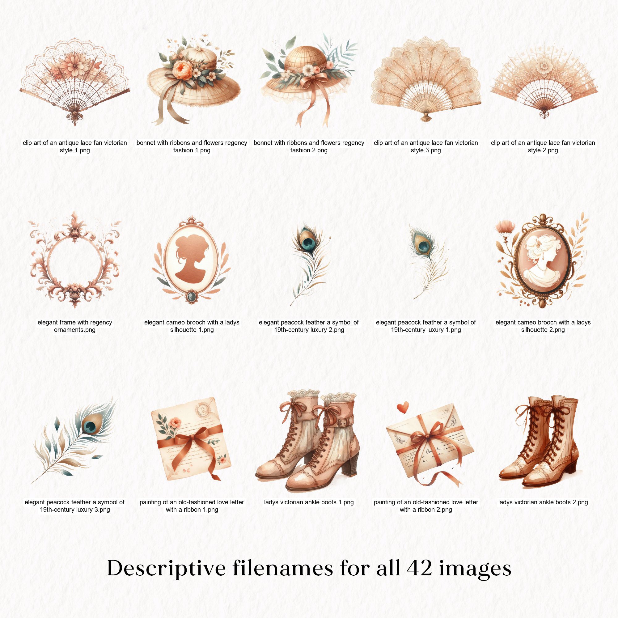 Vintage Romance Watercolor Clipart Bundle Regency Elizabeth Bennet ...