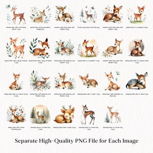 Baby Deer Watercolor Clipart - Cute Deer PNG, Nursery Decor, Baby ...