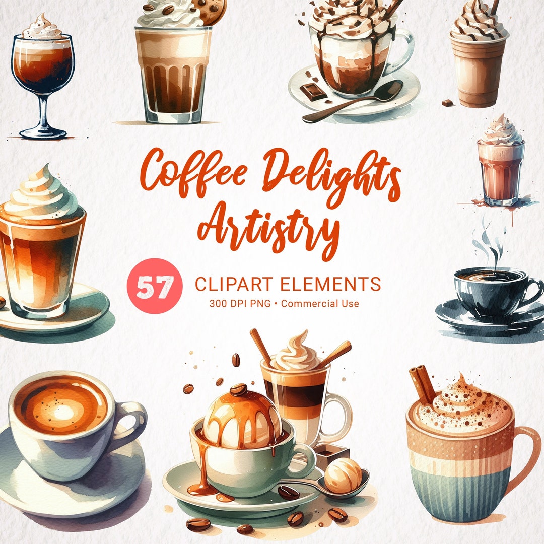 Coffee Clipart Bundle - Watercolor Espresso, Americano, Cappuccino ...