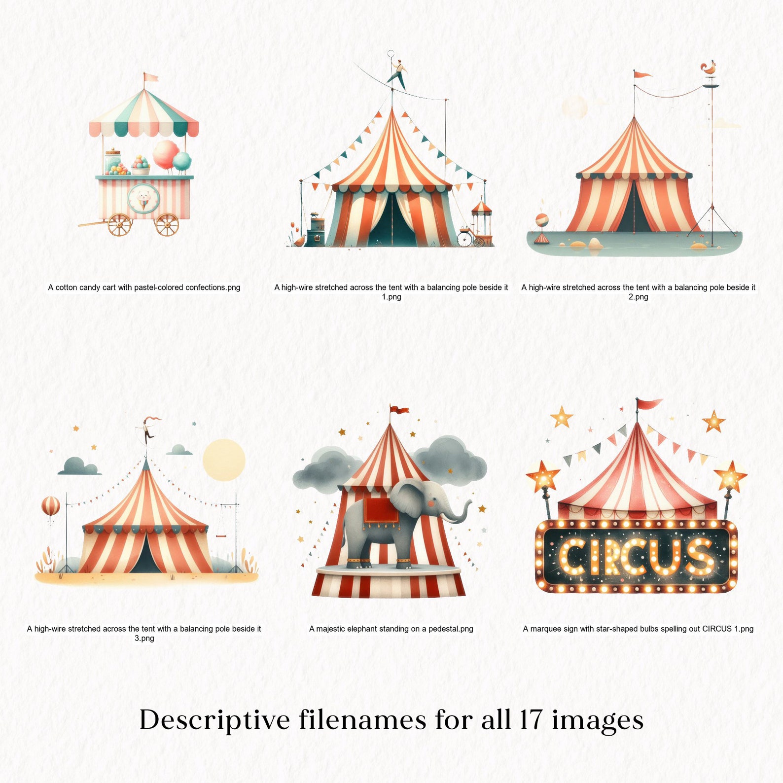Circus Tent Watercolor Clipart Bundle 18 Transparent PNG Images of ...