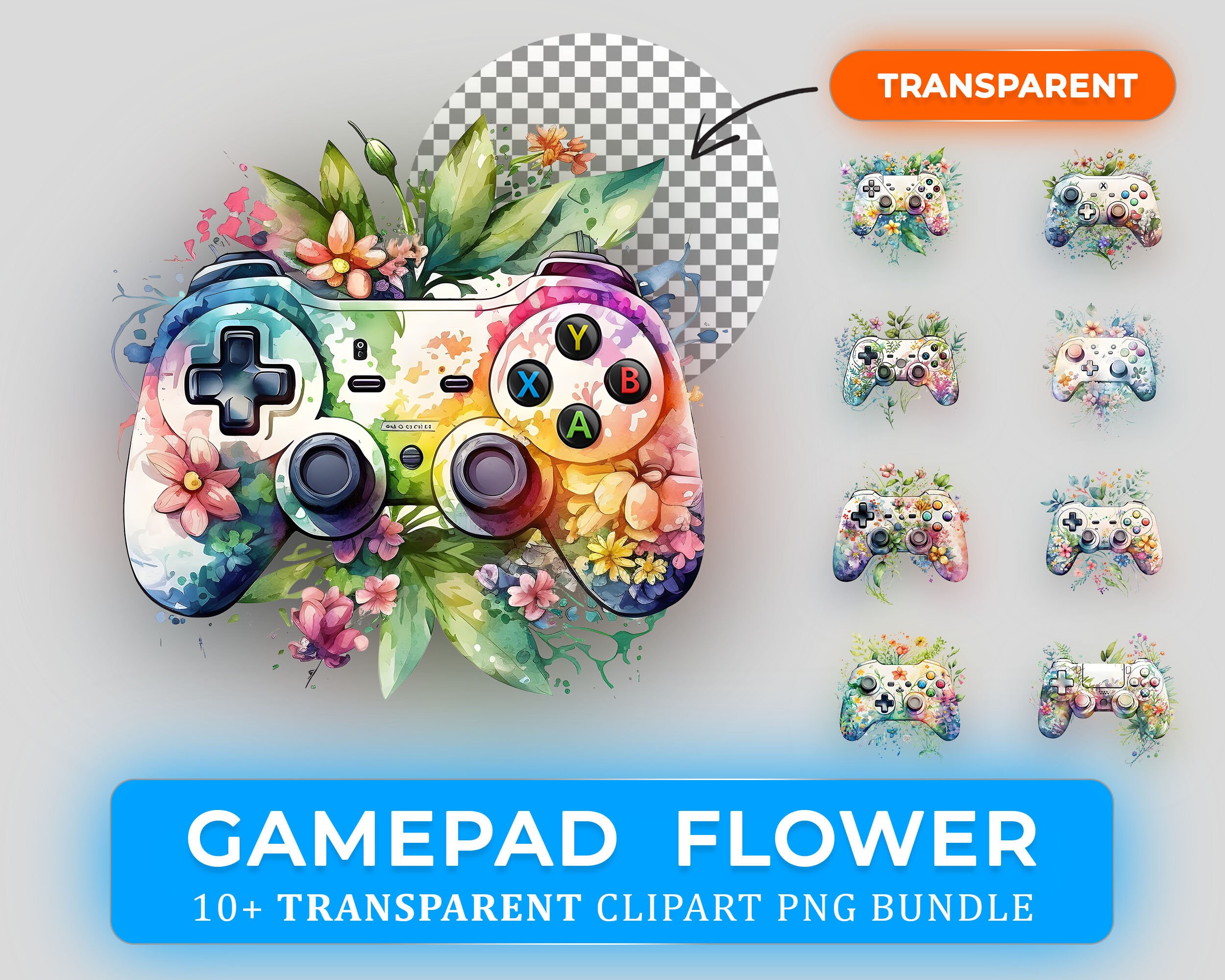 Gaming Controller Flower PNG Clipart Bundle 10 High Quality Pngs ...