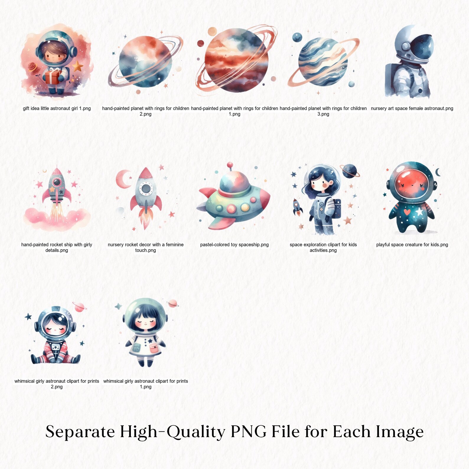 Space Girl Watercolor Clipart Cute Astronaut PNG, Girly Planets Art ...