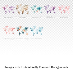 Watercolor World Maps Clipart - Nursery Decor, Printable Map, Map Png ...