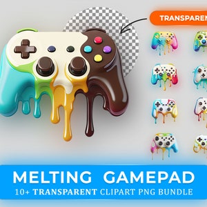 Melting Gaming Controller Clipart Bundle PNG 10 High Quality Pngs ...