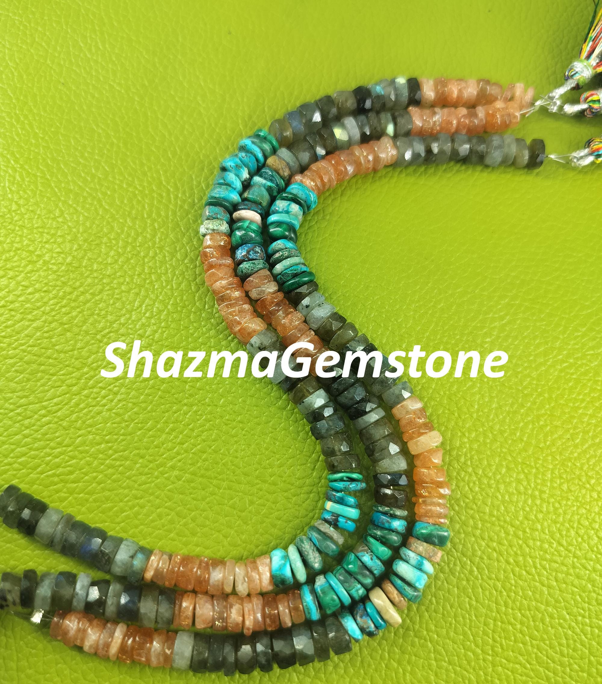 Labradorite Sunstone Turquoise Heishi Beads: Faceted Gemstone Strand - Etsy