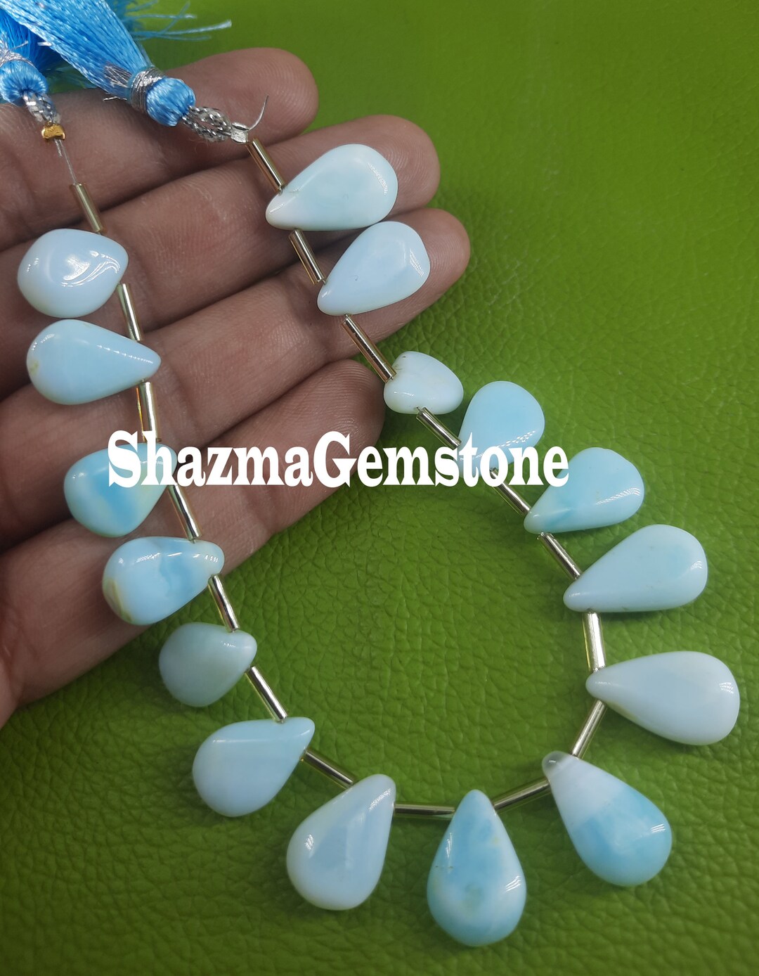 8 Strand Peru Opal Smooth Pear Shape Beads Peruvian Opal Plain Teardrop ...