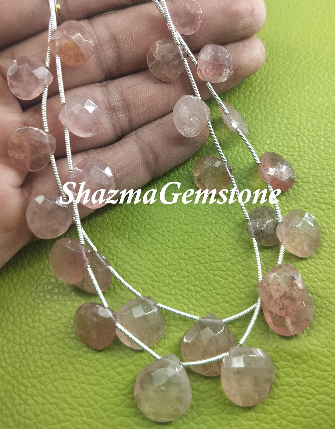 Beautiful Red Strawberry Quartz Heart Shape Beads, Natural Strawberry ...