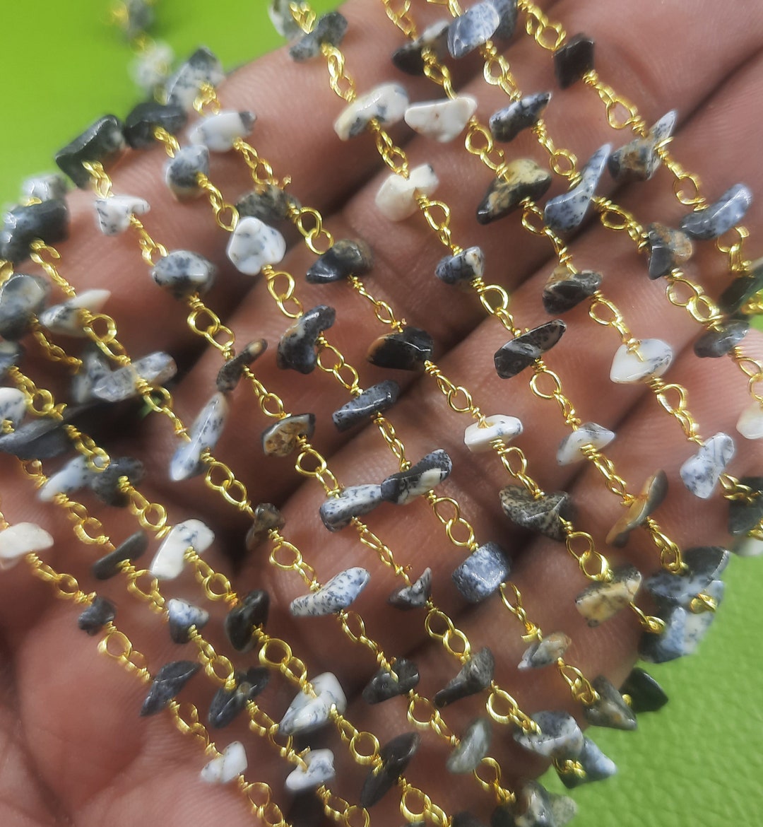 1/3/5 Feet Uncut Chip Rosary Chain Natural Dendrite Opal Smooth Nugget ...