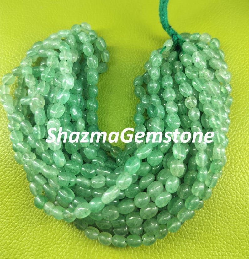 Green Strawberry Quartz Beads: Smooth Oval Gemstone Beads, 8" Strand - Etsy