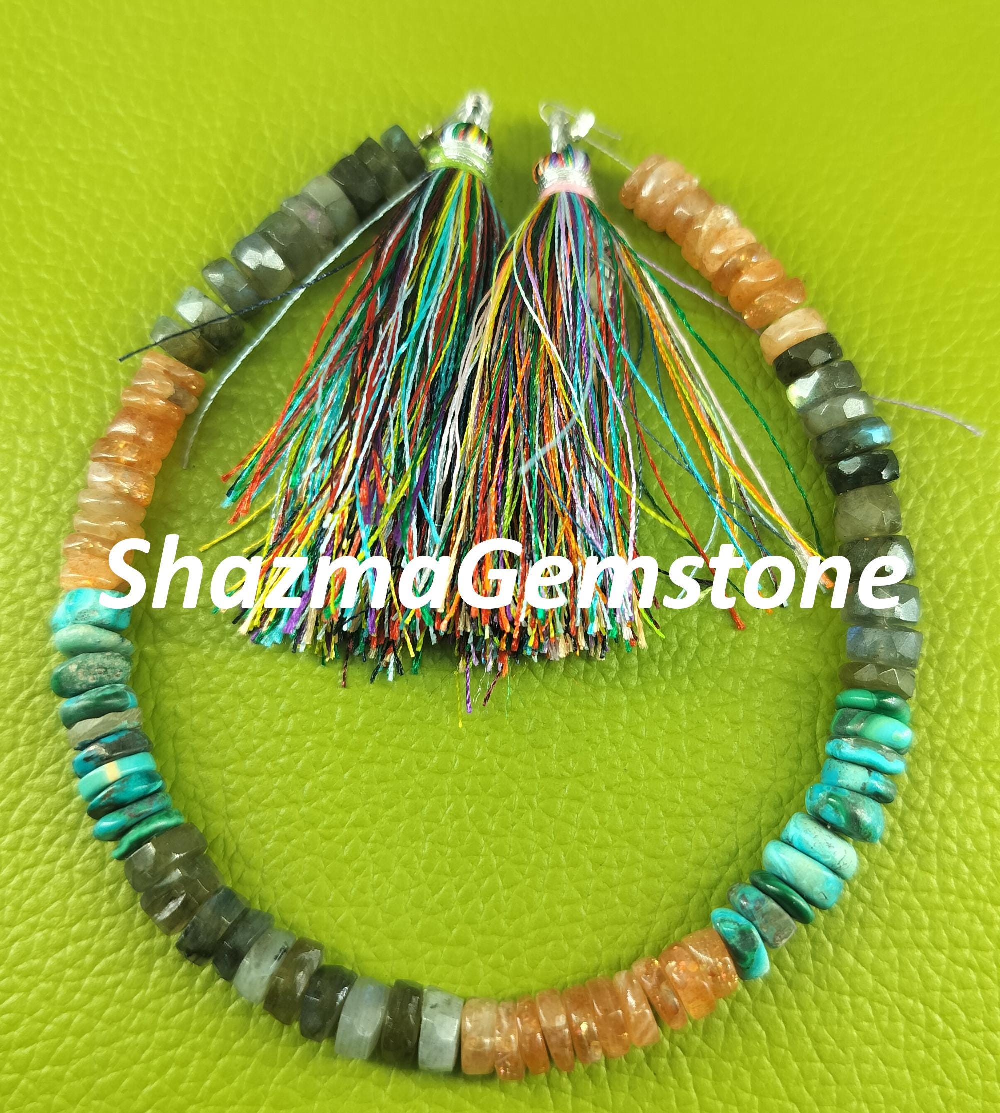 Labradorite Sunstone Turquoise Heishi Beads: Faceted Gemstone Strand - Etsy