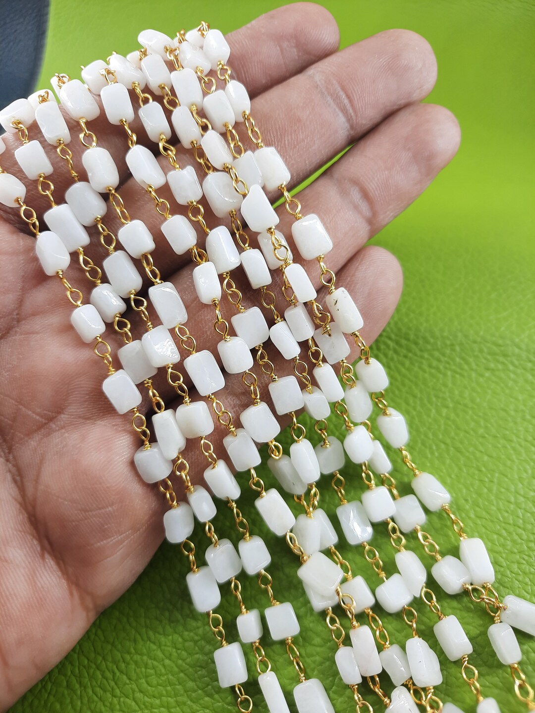 1/3/5 Feet Rosary Chain Natural White Opal Smooth Tube Shape Rosary ...