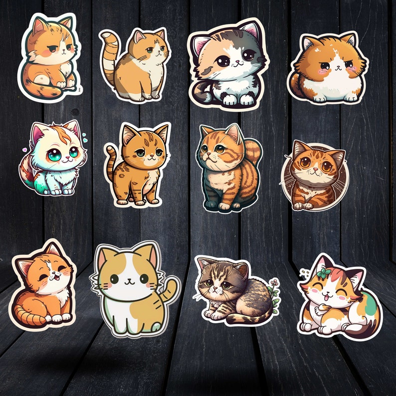 Cute Cat Sticker SVG Bundle Printable Funny Stickers Funny - Etsy