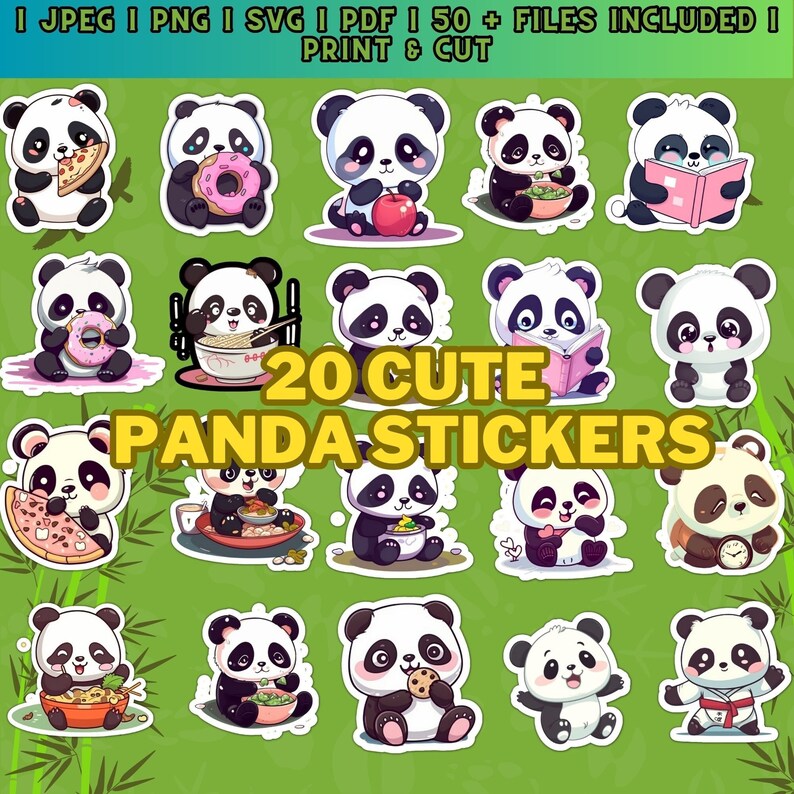 Cute Panda Sticker Cute Baby Panda Kawaii Clipart Bear Kawaii - Etsy