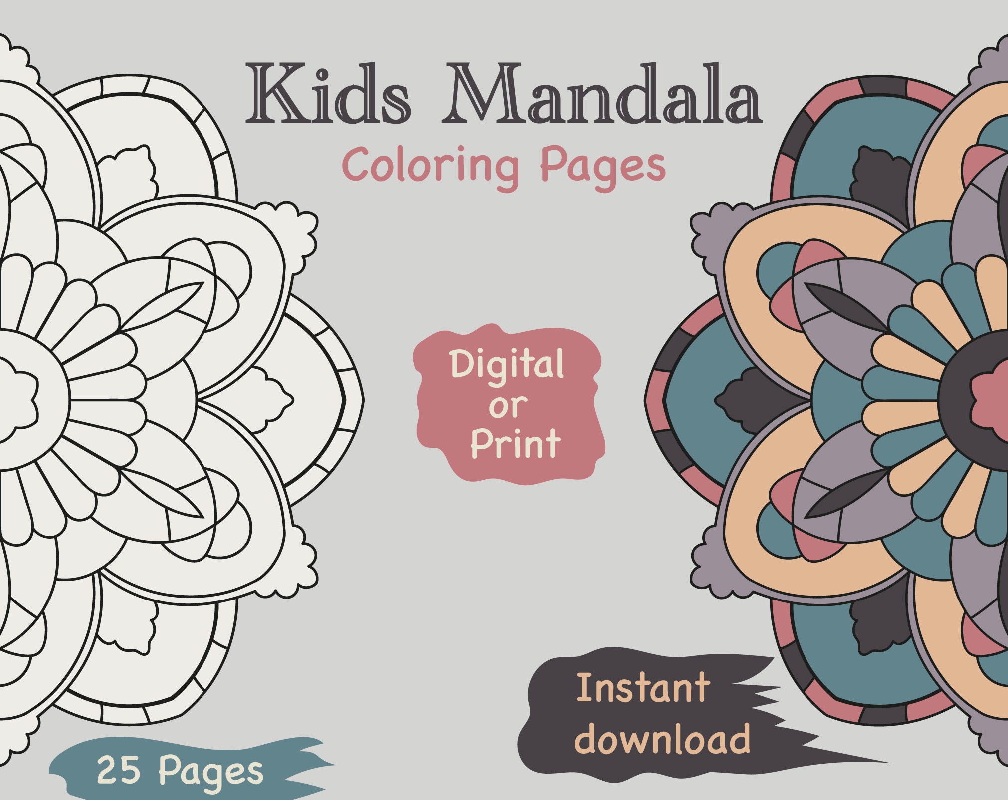 Kids Mandala Coloring Pages, Printable, Digital, Procreate Coloring ...