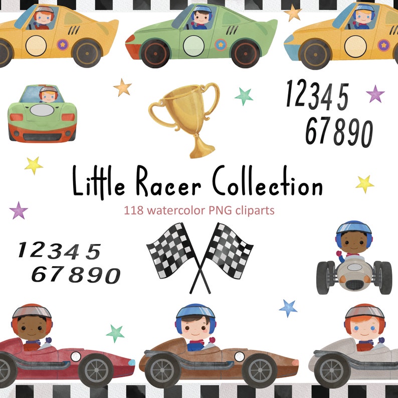 Watercolor Race Car Clipart Digital PNG Files Race Car PNG - Etsy