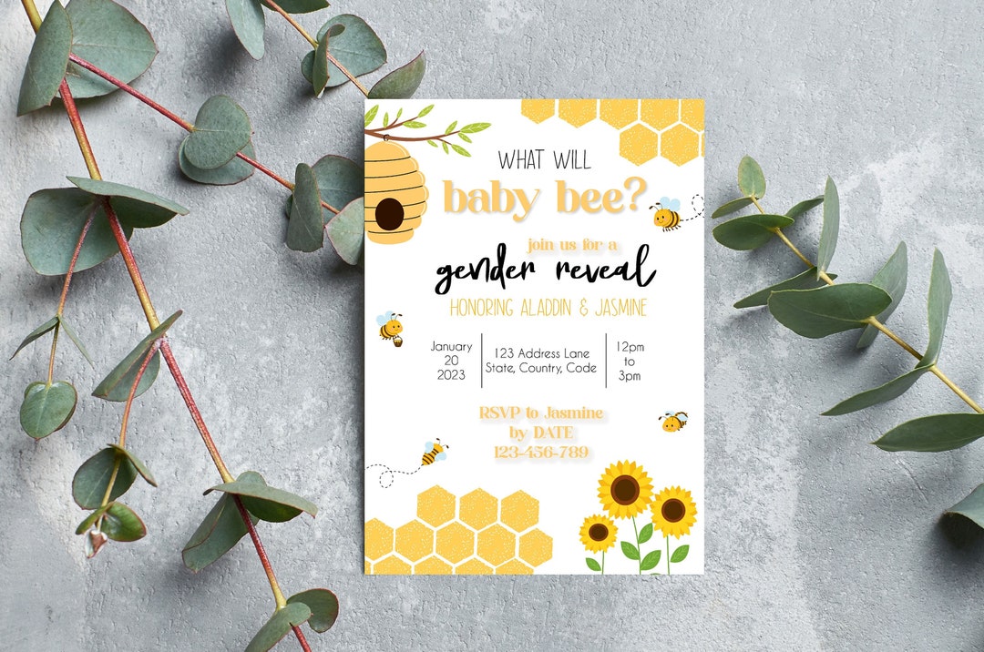 Bee Gender Reveal Invitation What Will Baby Bee Invitations - Etsy