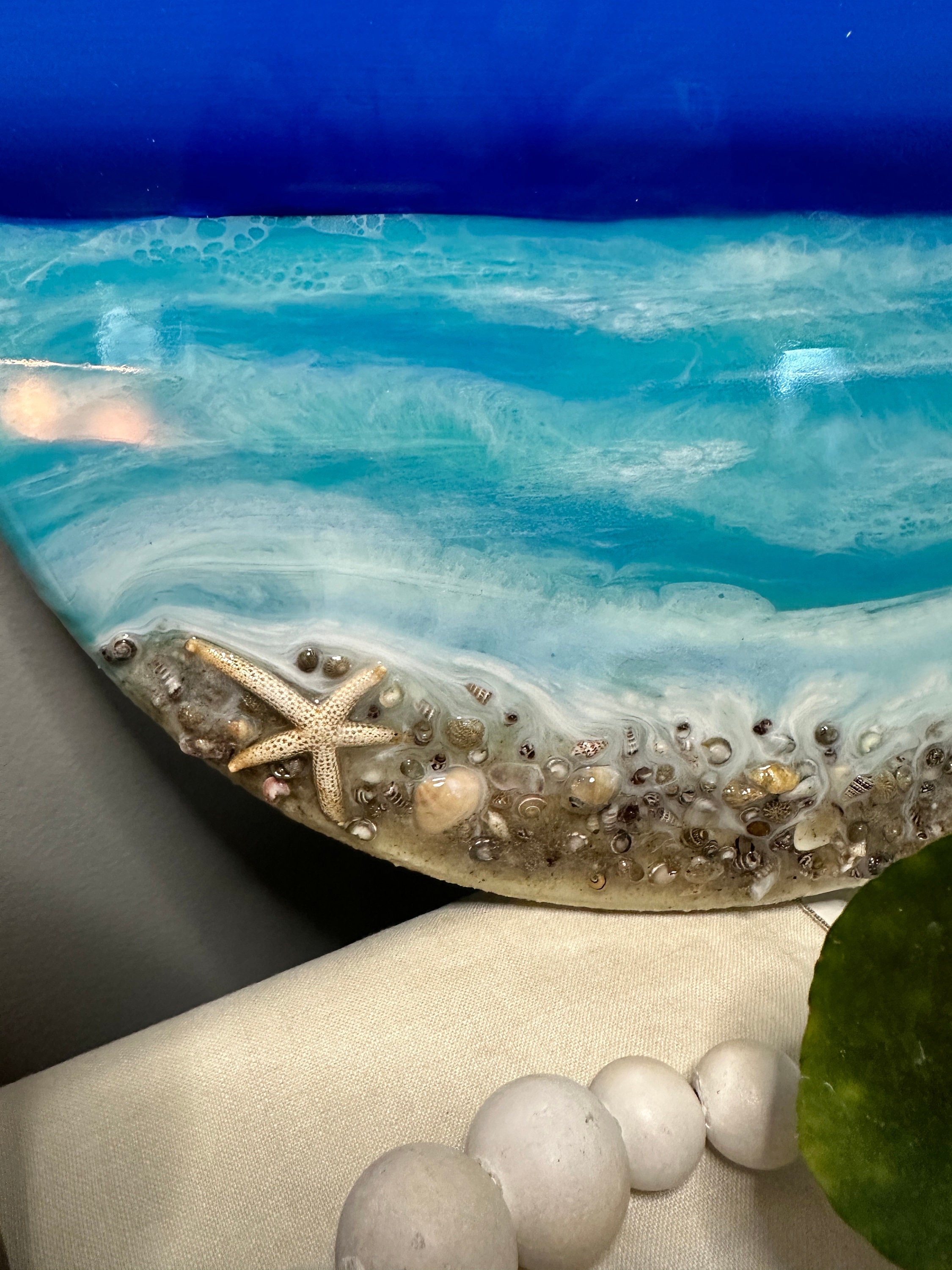 Beach Resin Painting, Round Beach Painting, Epoxy Beach Painting ...