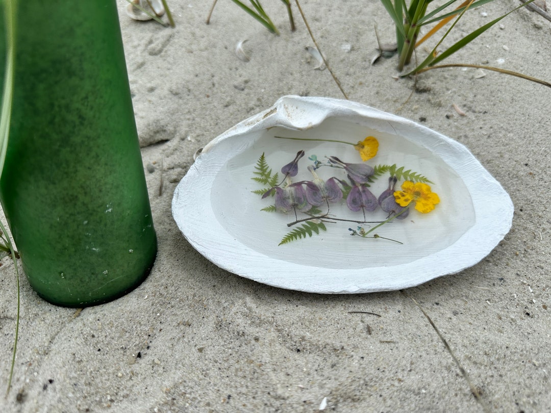 Seashell Resin Art Clamshell Wildflowers Set in Resin - Etsy