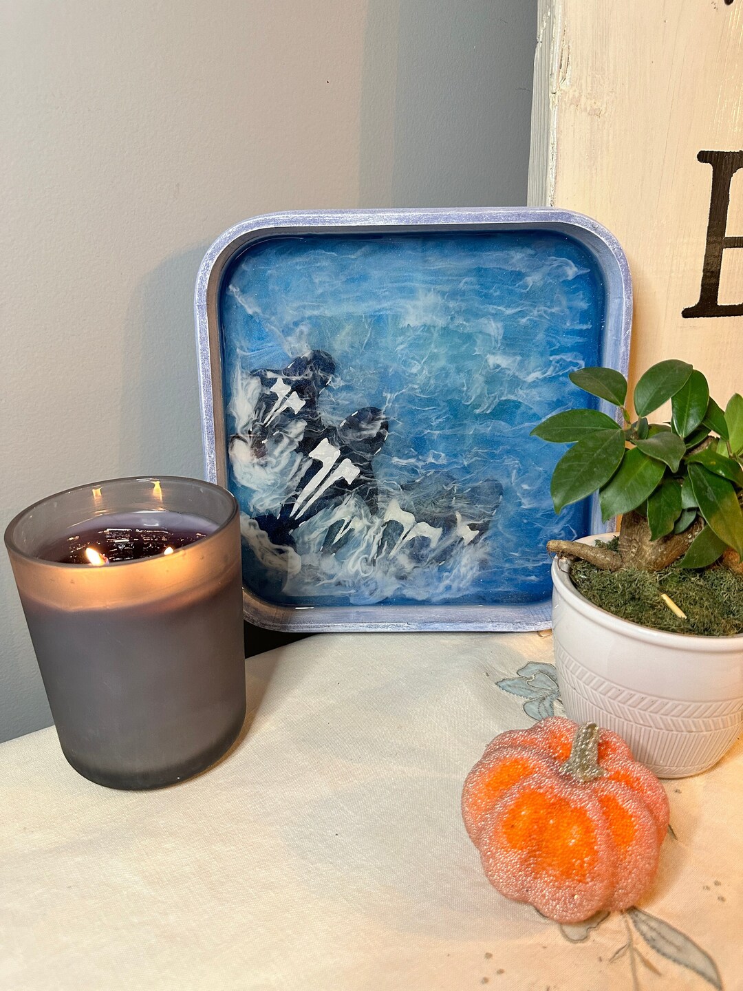Hand Painted Epoxy Resin Tray, Killer Whales Tray, Ocean Scene Tray ...