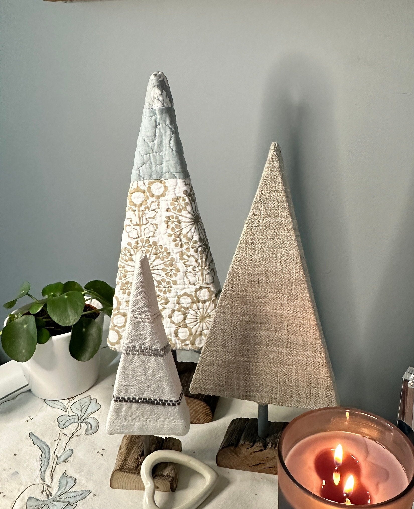 Modern Farmhouse, Fabric Trees, Farmhouse Christmas Tree, Modern Mantle ...