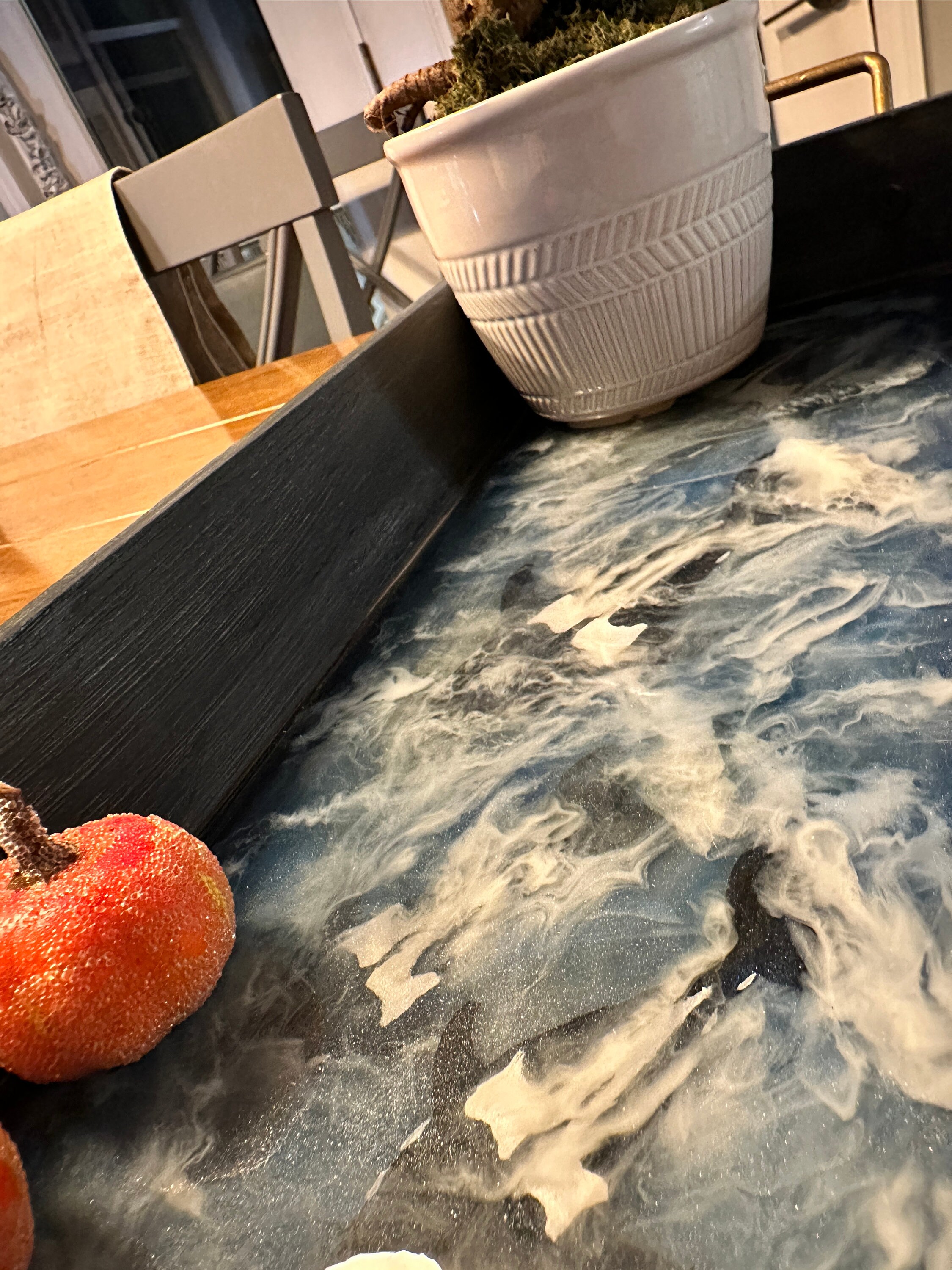 Hand Painted Killer Whale Family Epoxy Tray, Realistic 3D Ocean Wave ...