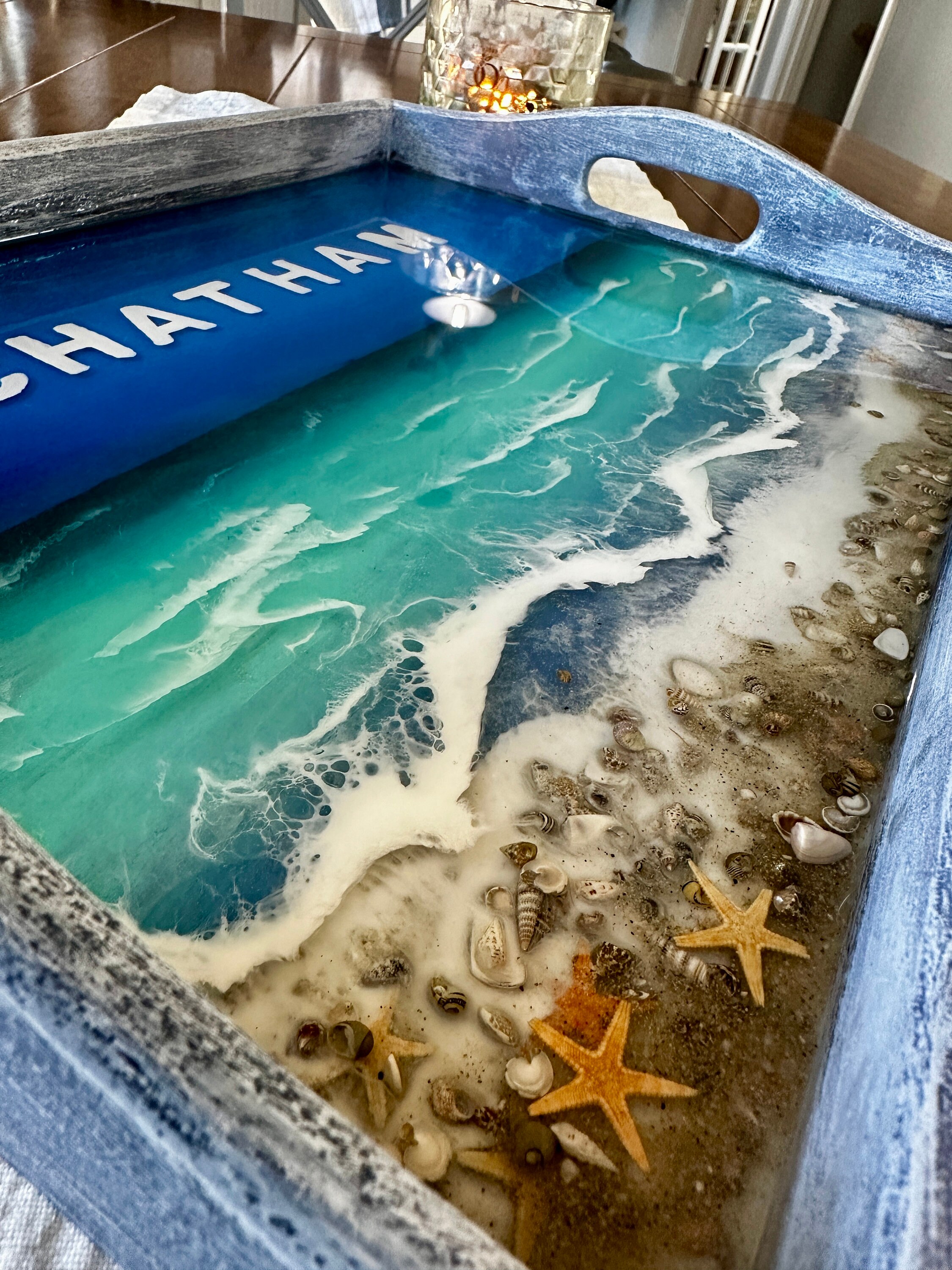 Chatham Beach Scene Tray, Cape Cod Beach Tray chatham, Resin Tray ...