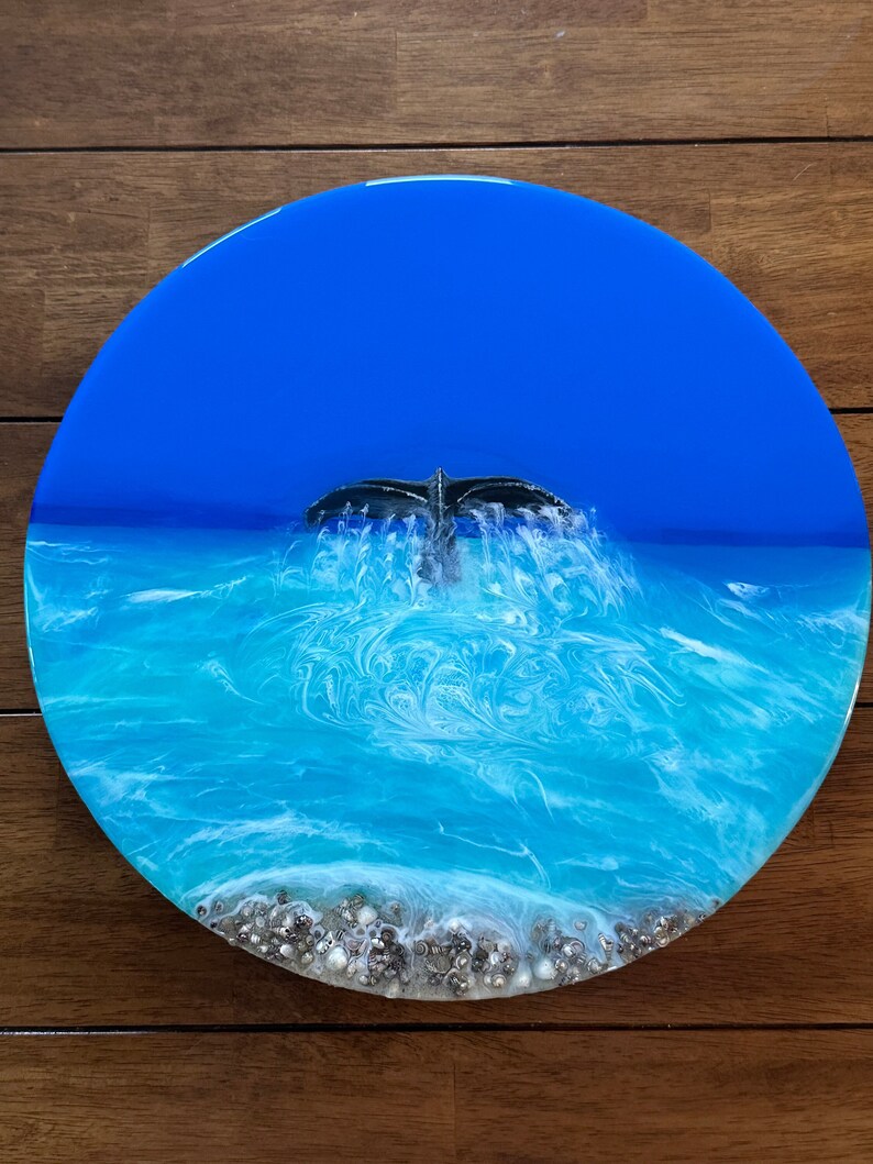 3D Ocean Animals Resin Lazy Susan, Whale Ocean Resin Art, Rustic Resin ...