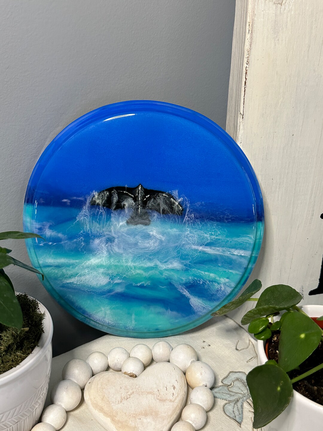 Whale Tail Resin Art, Nautical Themed Whales, Whales in the Ocean Art ...