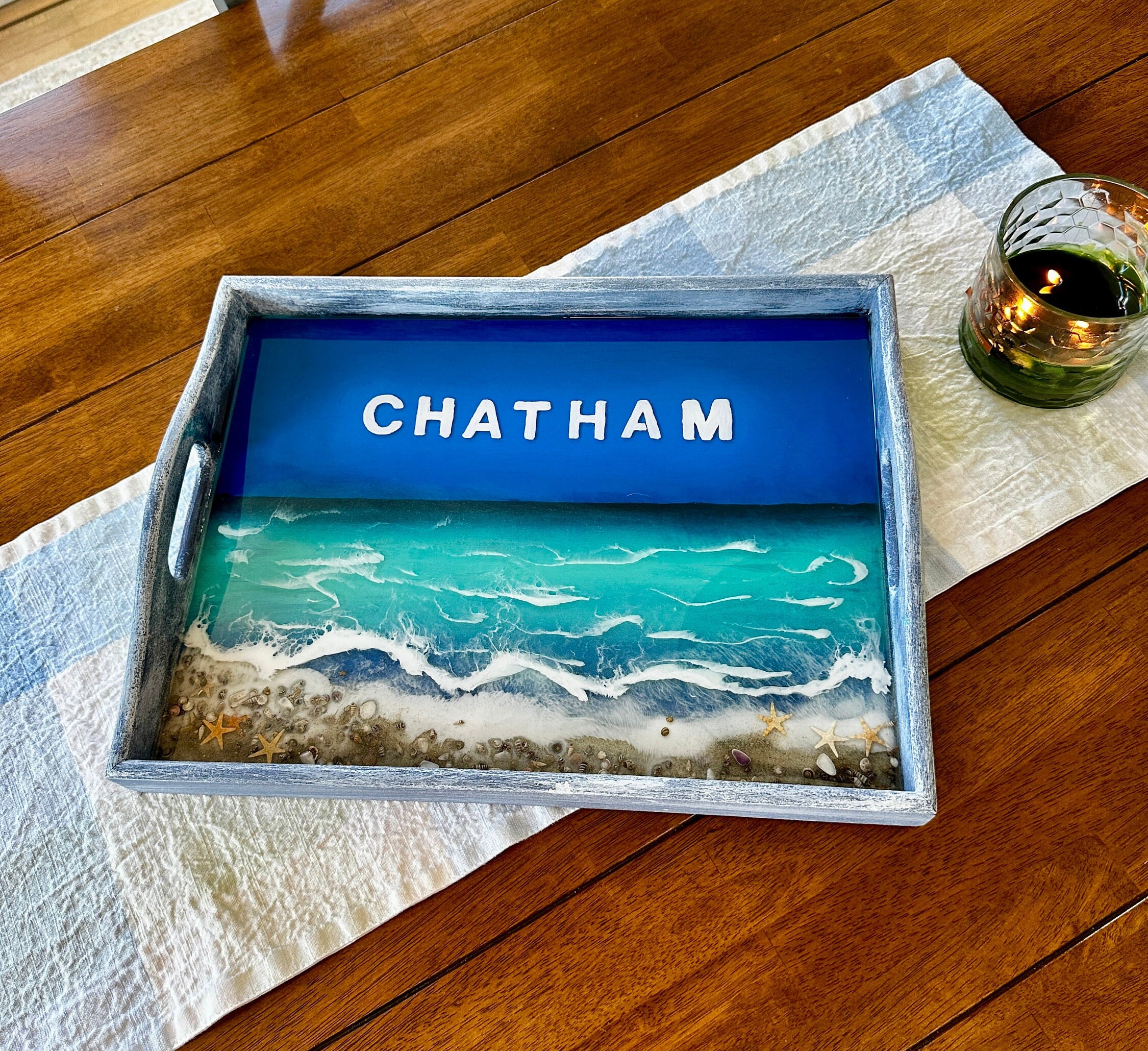 Chatham Beach Scene Tray, Cape Cod Beach Tray chatham, Resin Tray ...