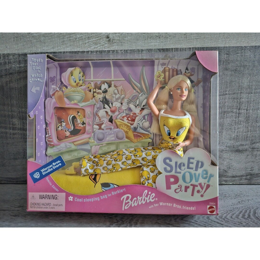 Vintage Sleep Over Party Barbie Doll Warner Bros. #25934 Tweety 1999 ...