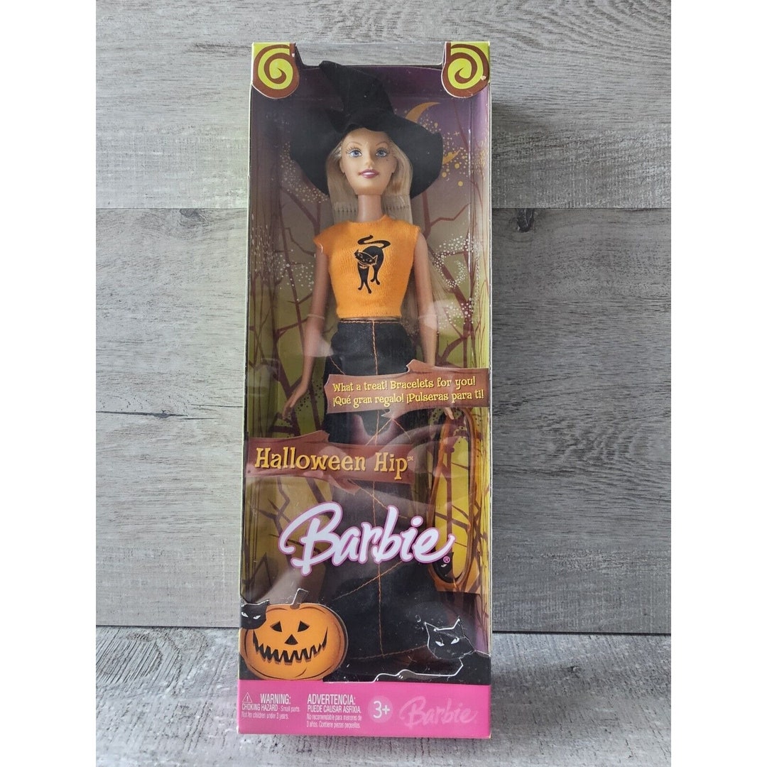 Vtg Barbie Doll Witch Halloween Hip 2006 Orange Black Cat Bangle ...