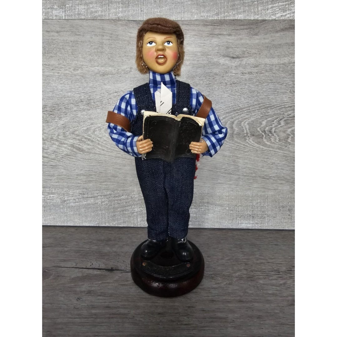 Vintage Classic Christmas Caroler Wood Base 9” Bryan the School Boy ...