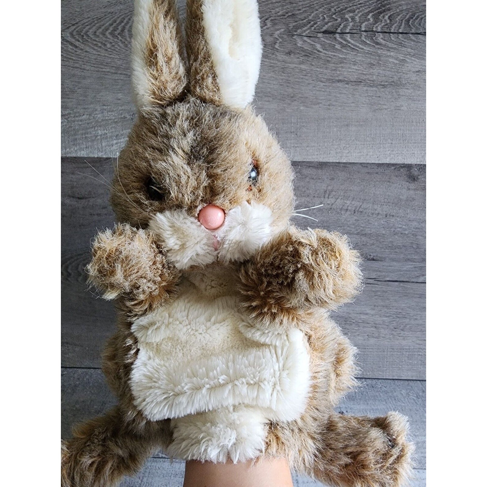 Vintage 1981 Plush Bunny Rabbit Hand Puppet R Dakin Brown White Tan ...