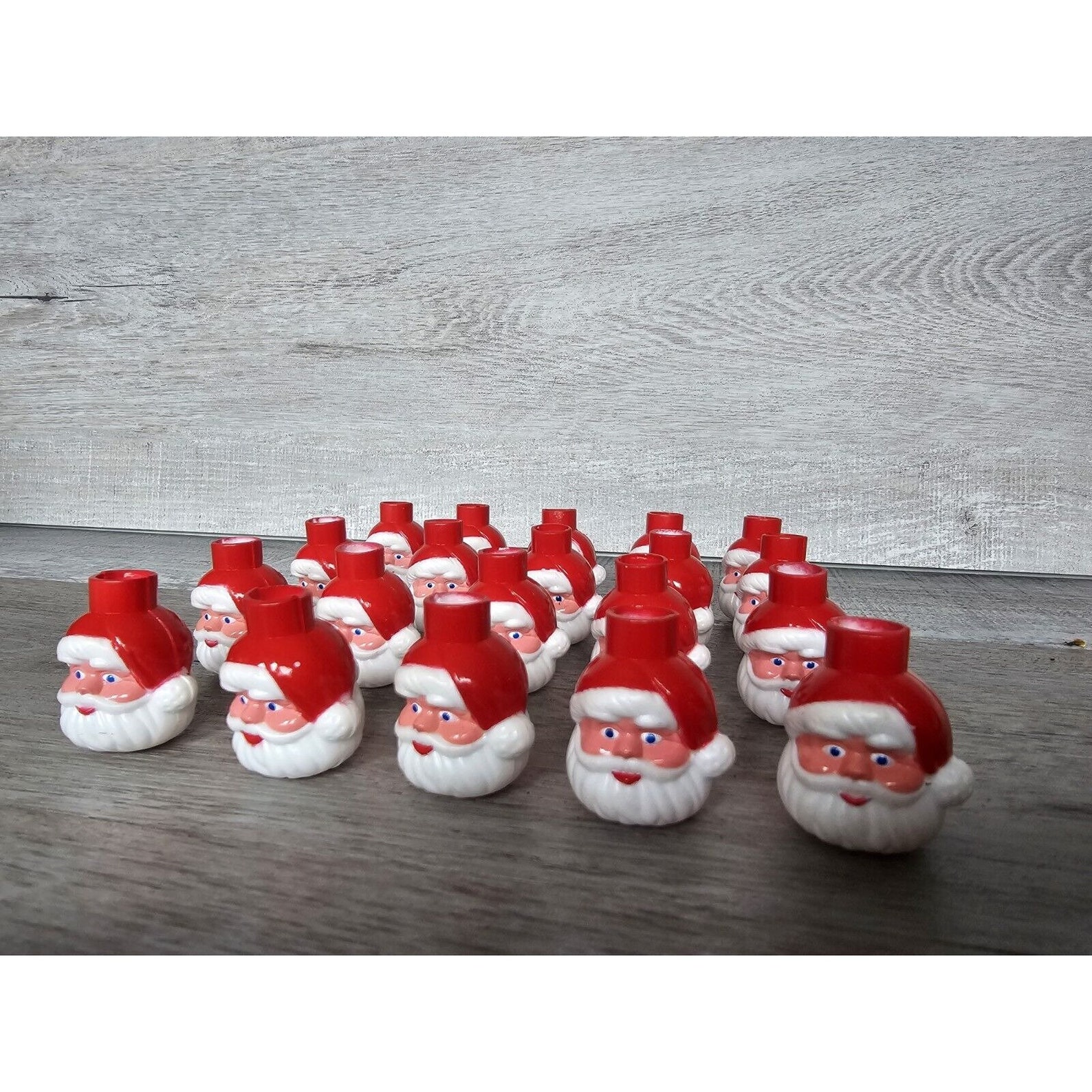 Vintage Blow Mold SANTA Head Lot of 20 Plastic Christmas Mini Light ...