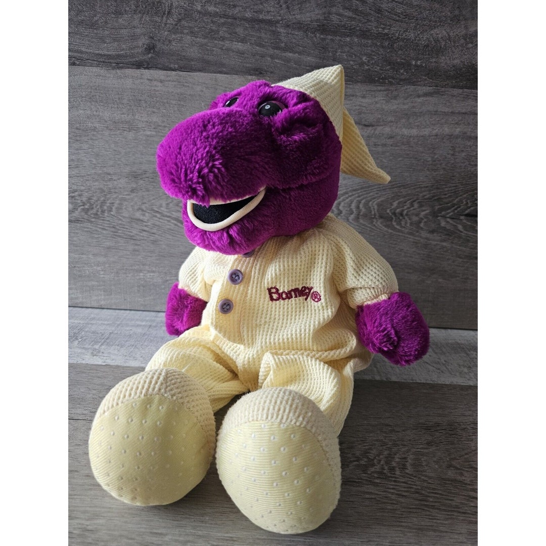 Lyon’s Plush Bedtime Barney Thermal Pajamas Beanbag Tush & Feet 14 ...