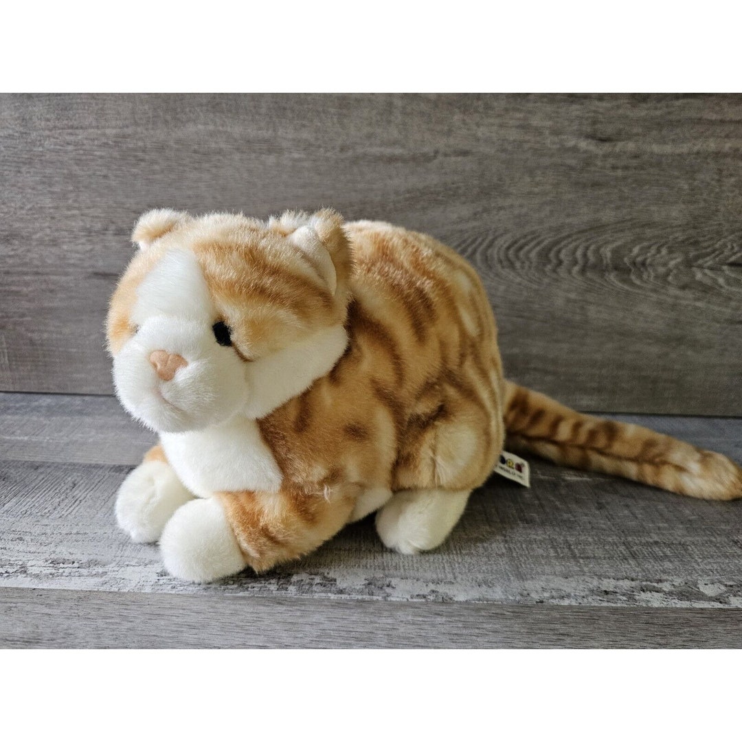 Aurora Tabby Arched Fat Cat Plush Stuffed Orange White Striped Animal ...