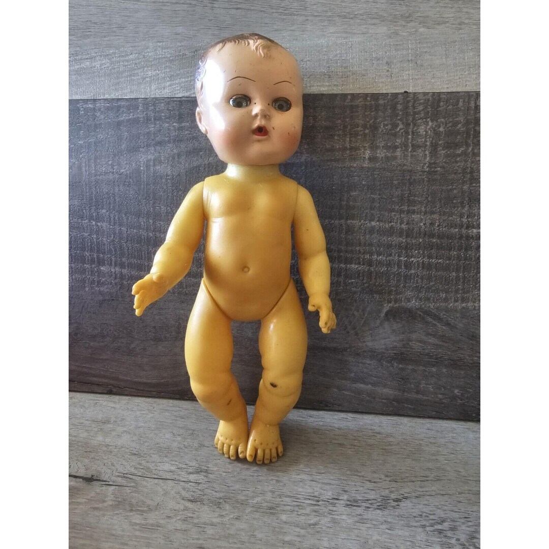 Vintage Reliable Plastic Baby Doll Molded Hair & Blue Eyes. 12