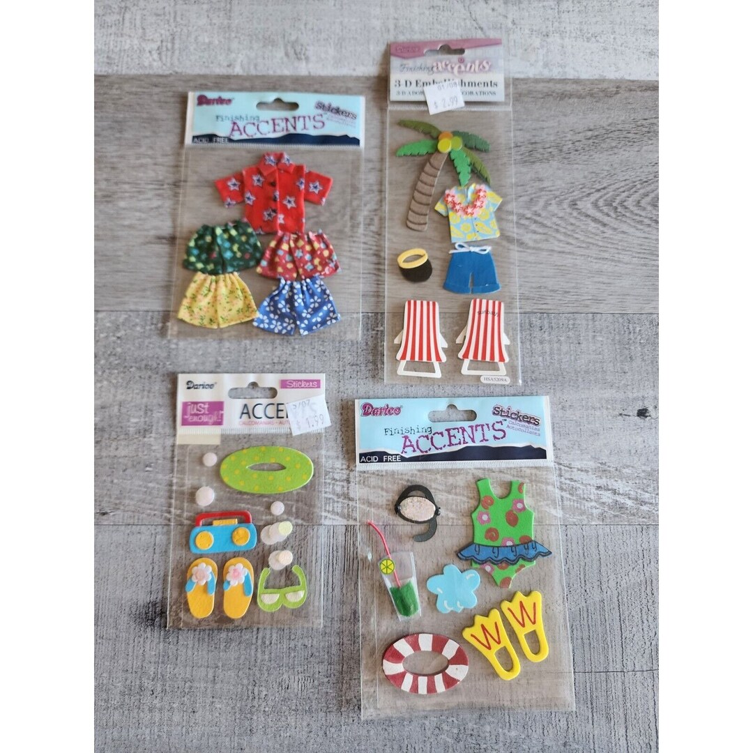 NEW 3D Beach Travel Swim Scrapbook Stickers Embellishments Retired ...