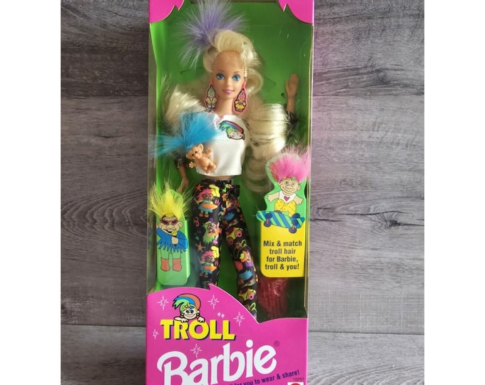 VINTAGE Troll Barbie Doll 1992 Mattel 10257 NRFB Blonde Hair Blue Eyes ...