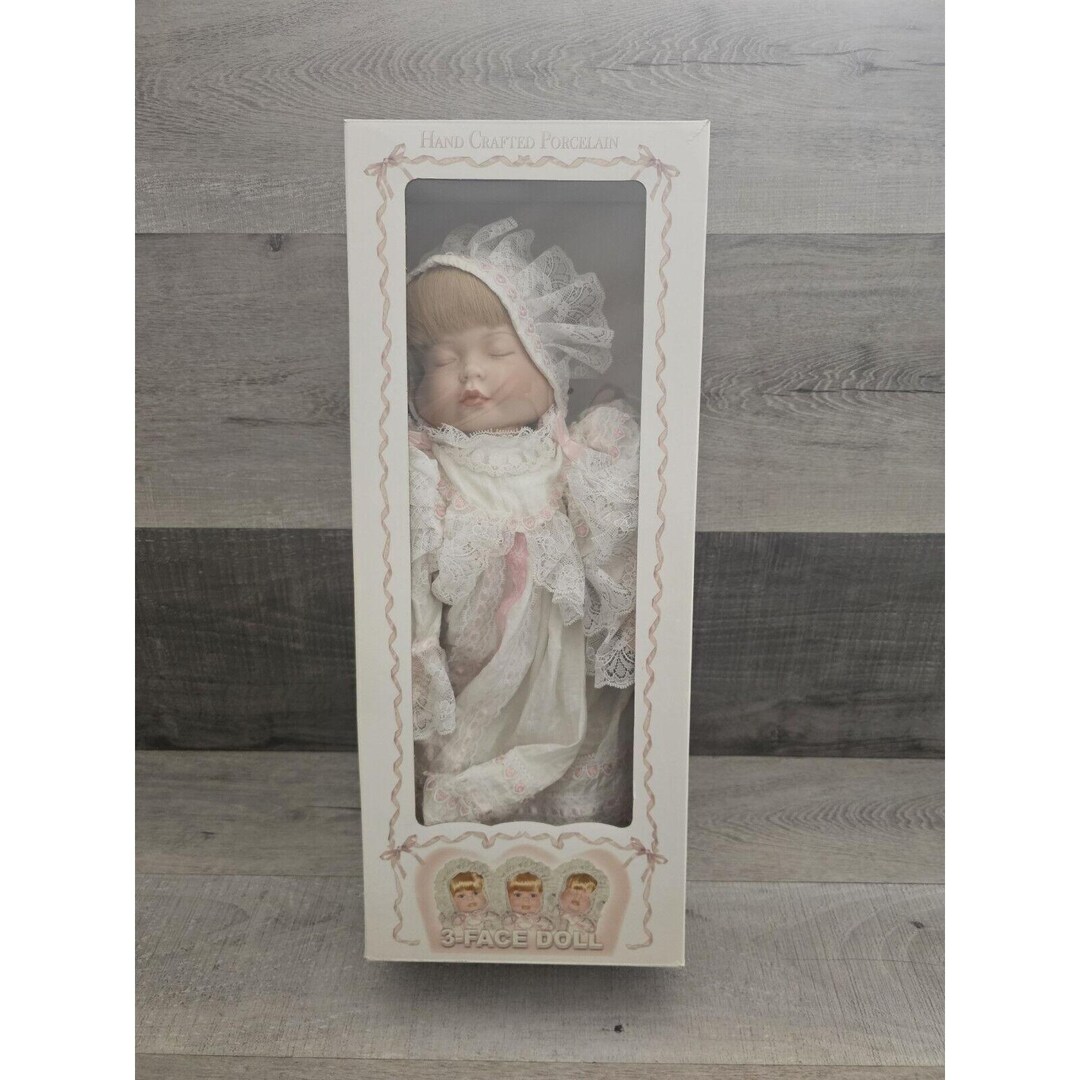 Vintage 3 Face Porcelain Baby Doll Rotating Head Happy Sleepy Weepy 21 ...